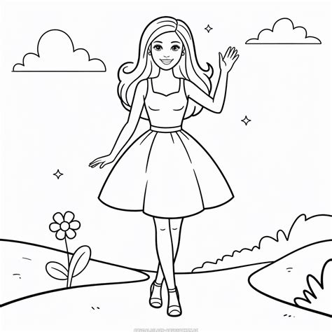 Ausmalbild Fröhliche Barbie Ausmalbilder Ausdrucken