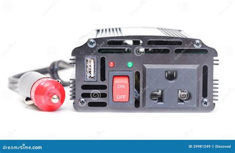 Car Power Inverter Dc To Ac From Car Battery Stock Image Image Of Switch Energy