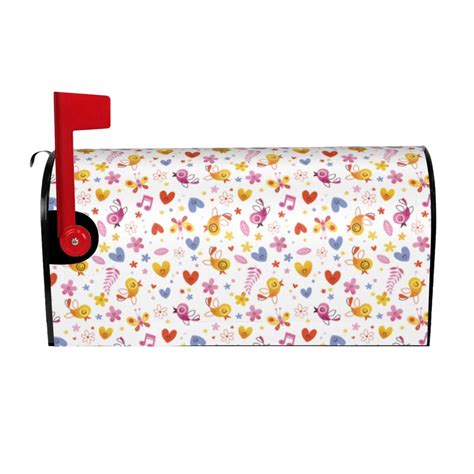 Salouo Cartoon Birds And Flowers For Magnetic Mailbox Covers Waterproof