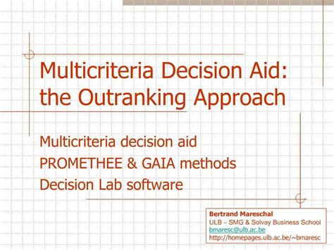 Ppt Multicriteria Decision Aid The Outranking Approach Powerpoint Presentation Id 226384