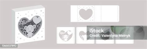 발렌타인 데이 종이 조각 터널 카드 원숭이 풍선 3d 팝업 레이어 카드 현대 종이 접기 디자인 템플릿 3d 종이 라이트박스