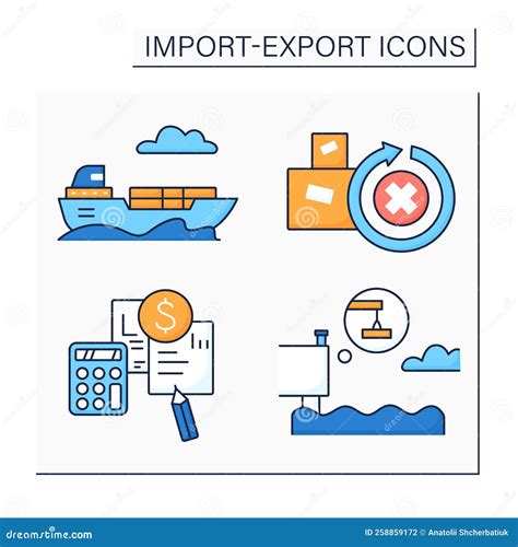 Import And Export Color Icons Set Stock Vector Illustration Of Icons Services 258859172
