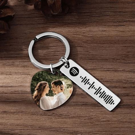 Custom Personalized Spotify Keychain Custom Picture And Music Song Code Heart Couples Photo