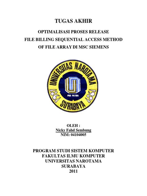 Optimalisasi Proses Release File Billing Sequential Access Method Of File Array Di Msc Siemens Pdf