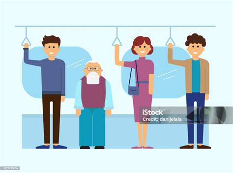 사람들이 대 중 교통 지하철 버스 기차에 의해 이동합니다 평면 디자인 벡터 일러스트입니다 대중 교통에 대한 스톡 벡터 아트 및 기타 이미지 Istock