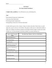 163 Pre Class Assignment Week 8 Docx Name 163 Week 8 Pre Class Babe Worksheets Complete