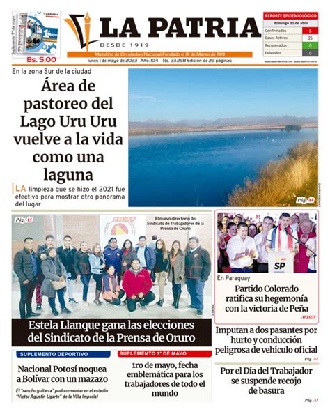 Edición La Patria Lunes 1 De Mayo De 2023 Periódico La Patria