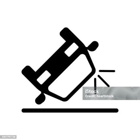 전복된 자동차 아이콘 벡터 아이콘입니다 간단한 요소 그림입니다 전복된 차 기호 디자인입니다 웹 및 모바일 사용할 수 있습니다 거리에 대한 스톡 벡터 아트 및 기타 이미지