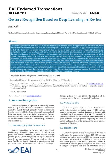 PDF Gesture Recognition Based On Deep Learning A Review