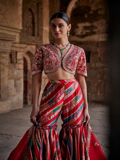 Scarlet Red Silk Garara Set