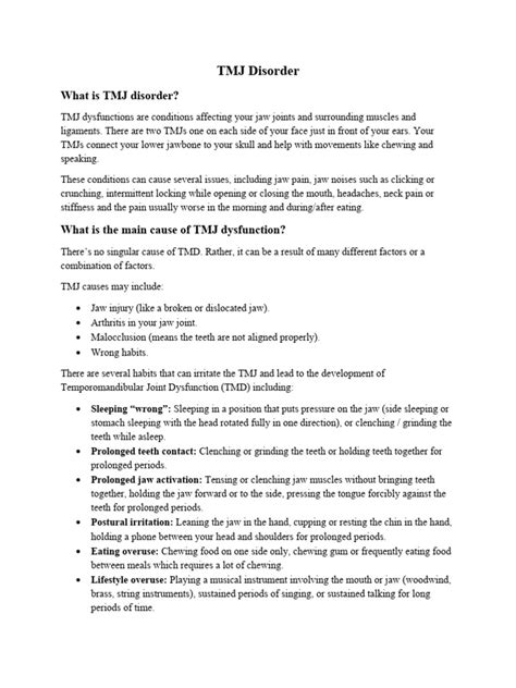 Tmj Disorder Pdf Diseases And Disorders Clinical Medicine