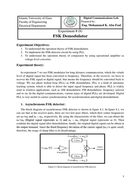 Eng Mohammed K Abu Foul Experiment 8 Fsk Pdf Detector Radio Electrical Engineering