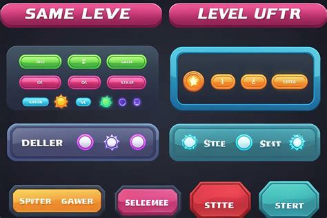 Soft Style Game Ui Vector Set Select Level And Level Start Popup Button With Editable Text