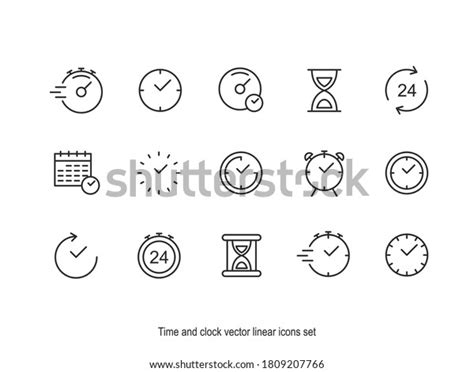 Time Clock Vector Linear Icons Set Stock Vector Royalty Free