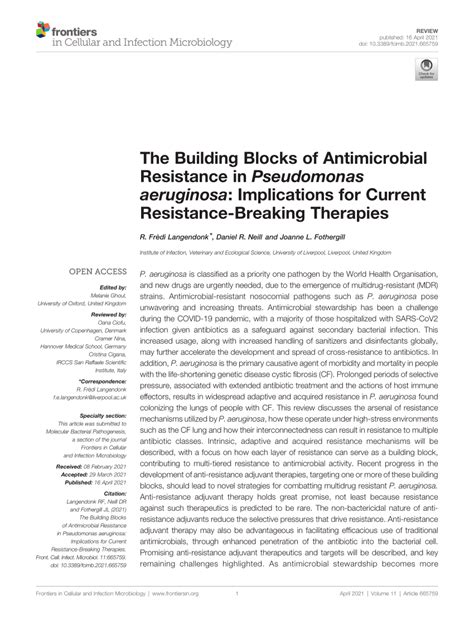 Pdf The Building Blocks Of Antimicrobial Resistance In Pseudomonas