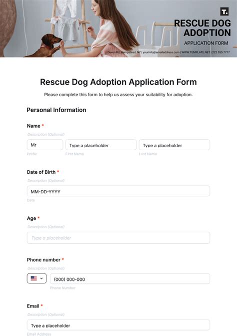 Free Rescue Dog Adoption Application Form Template To Edit Online