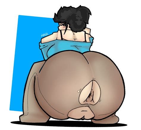 Rule 34 1girls Ass Focus Asshole Below View Black Eyes Black Hair Blocky Body From Behind