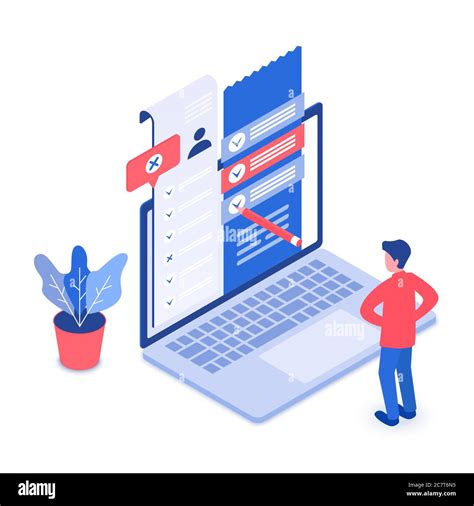 Online Survey Isometric Vector Illustration Filling Questionnaire Choosing Option On Website