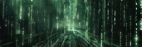 premium photo digital matrix green code rain background for