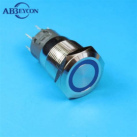19mm Momentary Led Illuminated Light Waterproof 2NO2NC DPDT Push Button Switch Pin Terminal