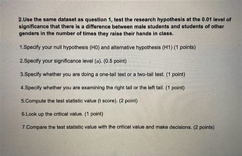 Solved Use The Same Dataset As Question Test The Chegg