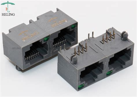 Warna Abu Abu Konektor RJ Female Melalui Jenis Lubang Pemasangan Untuk Switch Hub Ethernet