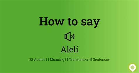 How To Pronounce Aleli