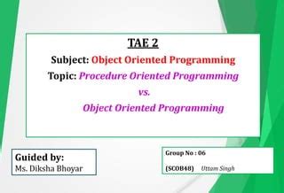 PROCEDURAL ORIENTED PROGRAMMING VS OBJECT ORIENTED PROGRAMING PPTX Programming Languages
