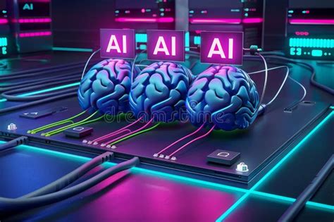 Dual Ai Brains On A Circuit Board High Tech Digital Illustration
