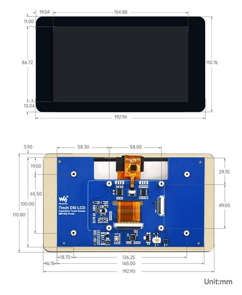7inch capacitive touch display dsi interface ips screen 800×480 5