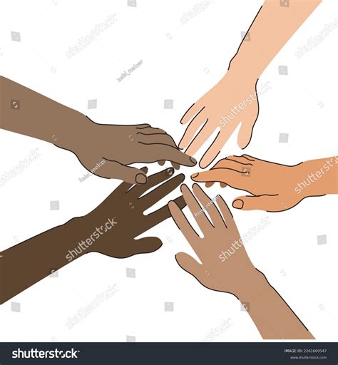 Different Equal Banner Hands Different Skin Stock Vector Royalty Free