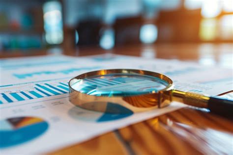 Magnifying Glass On Financial Charts And Graphs Premium Ai Generated