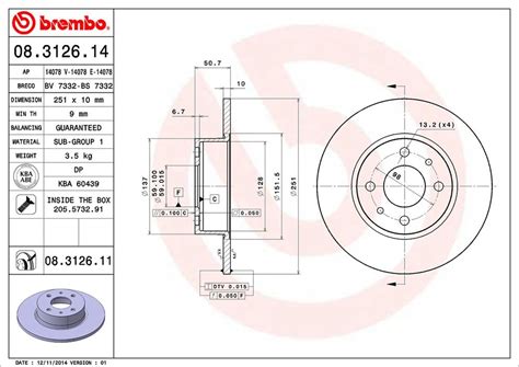 Dischi Freno Brembo Fiat Bravo Ii 19 D Multijet 88 Kw Dal 0407