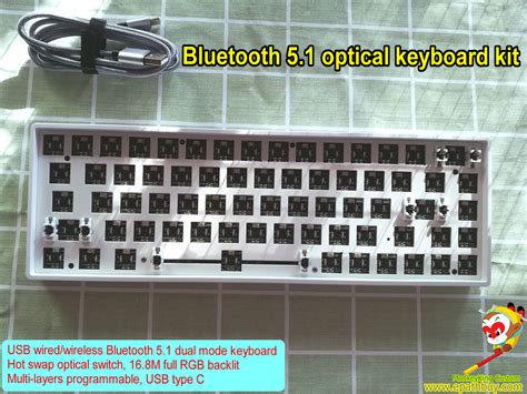 Custom Wireless Optical Keyboard Kit Bluetooth 5 1 Usb Wired 2 In 1 Rgb Keyboard