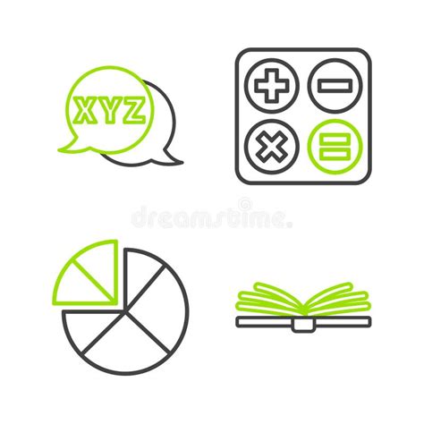Set Line Open Book Graph Schedule Chart Diagram Calculator And Xyz Coordinate System Icon