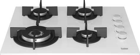 بوتاجاز مسطح بلت ان بيكو غاز 60 سم زجاج أبيض Beko Hilw64122swe