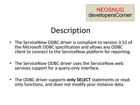 Ppt Integrating With The Servicenow Odbc Driver Powerpoint Presentation Id4669517