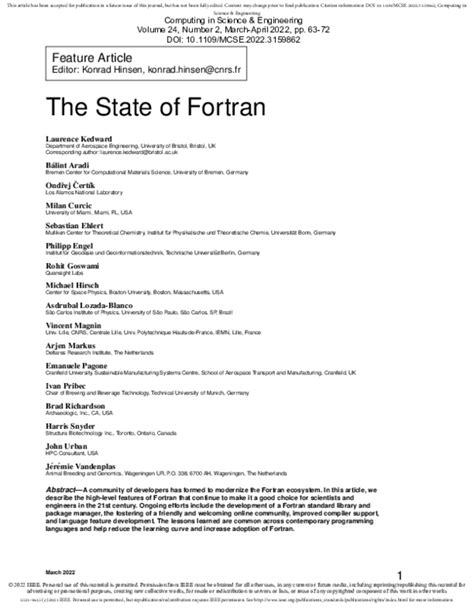 Pdf The State Of Fortran Arjen Markus
