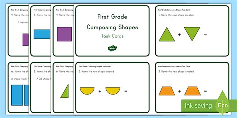 Editable First Grade Composing Shapes Task Cards Twinkl