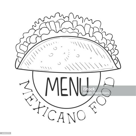레스토랑 멕시코 음식 메뉴 프로 모션 로그인 끝나기 전 스케치 스타일에서 랩 디자인 라벨 흑인과 백인 서식 파일 0명에 대한 스톡 벡터 아트 및 기타 이미지 Istock