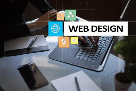 Web Design And Development Concept On The Virtual Screen Stock Image Image Of Notebook Blog