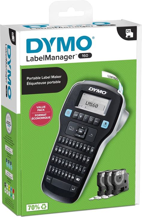 Dymo LabelManager 160 Value Pack: 1 x LabelManager 160P + 3 x ruban D1 ...