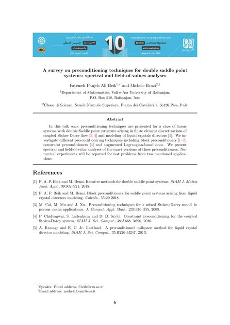 Pdf A Survey On Preconditioning Techniques For Double Saddle Point