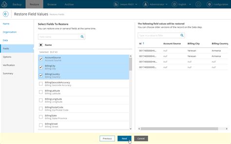 Step 5 Select Fields To Restore Veeam Backup For Salesforce User Guide