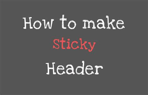 How To Create Sticky Header Bar For A Website NST Web Design