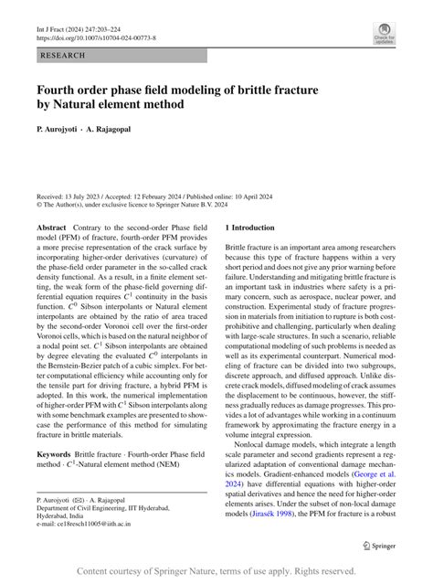 Fourth Order Phase Field Modeling Of Brittle Fracture By Natural