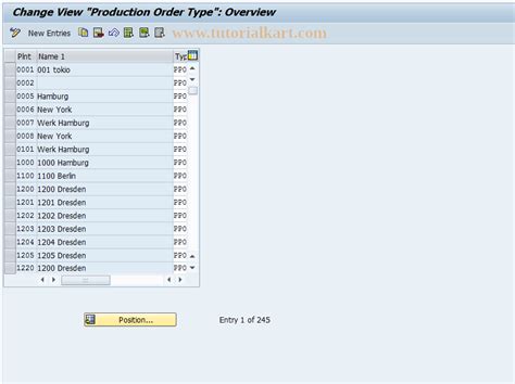 OSPB SAP Tcode Customizing Production Order Type OSPB SAP Tcode Customizing Production Order Type