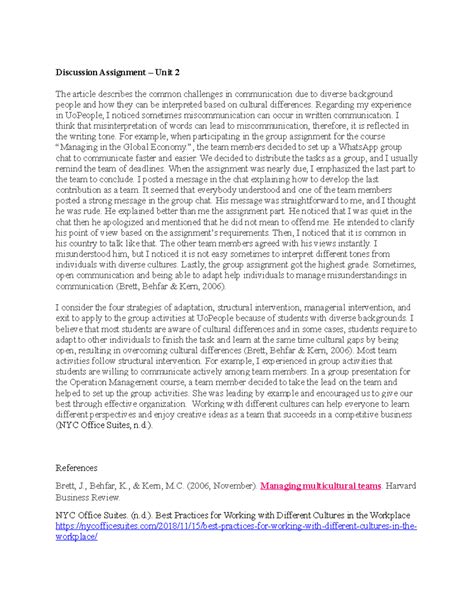 Da Unit 2 Discussion Assignment Unit 2 Discussion Assignment