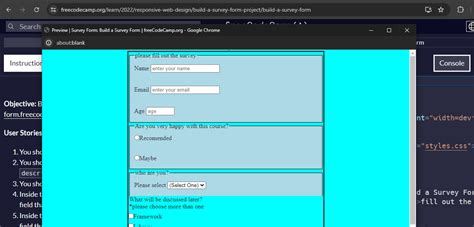 Create A Survey Form HTML CSS The FreeCodeCamp Forum
