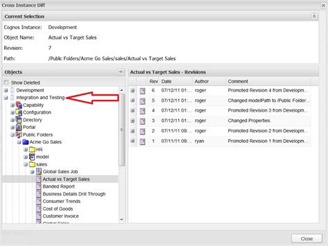 Compare Objects Across Two Cognos Environments Motio